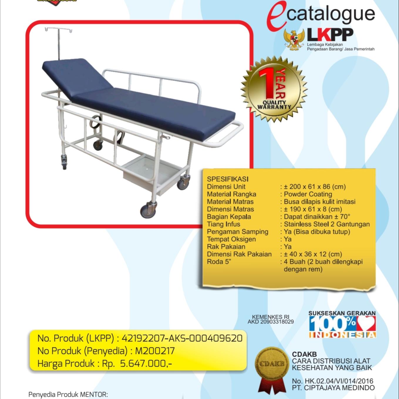 Jual MENTOR Emergency Wheeled Stretcher / Brankard Powder Coating BRA ...